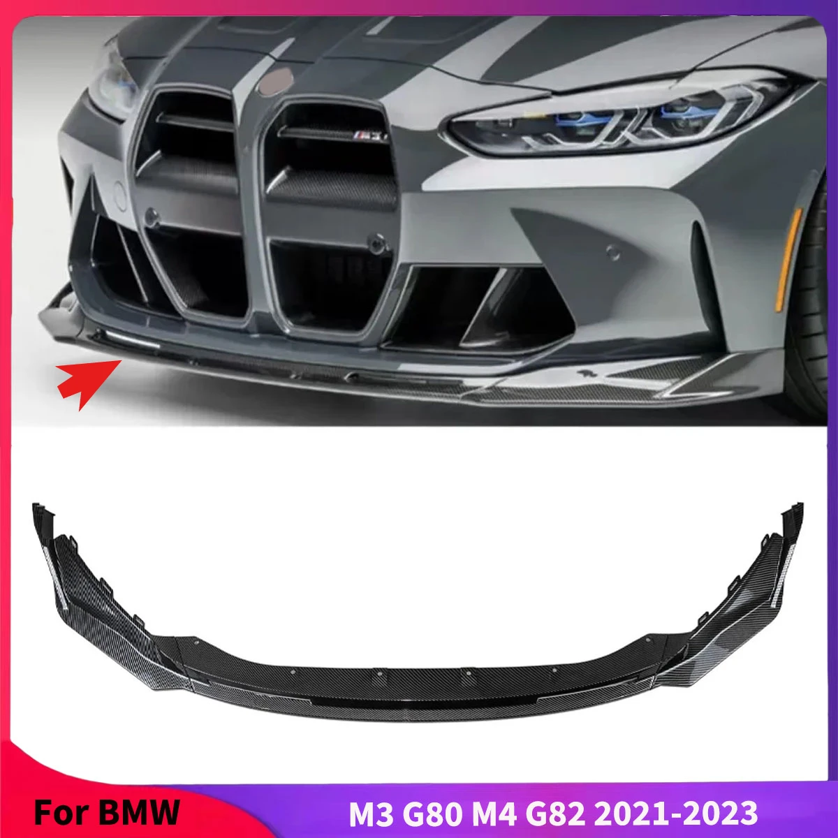 For BMW M3 G80 M4 G82 2021-2023 Car Front Bumper Lower Lip Part ...