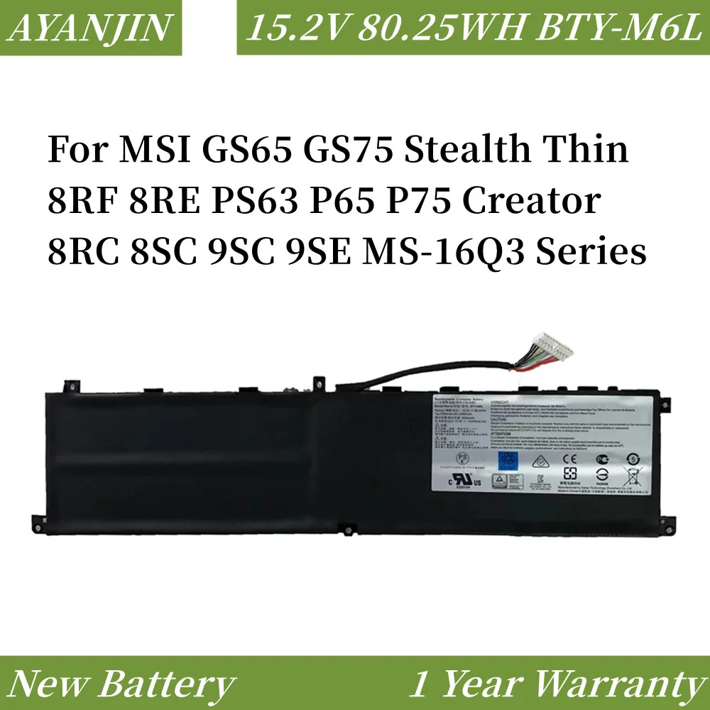 15-2V-80-25WH-BTY-M6L-Laptop-Battery-For-MSI-GS65-GS75-Stealth-Thin-8RF ...