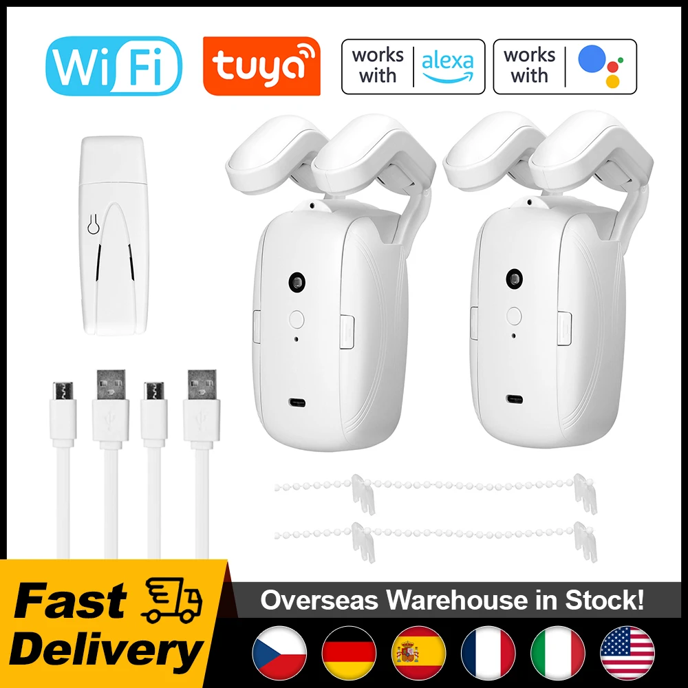 2PCS-Tuya-WiFi-BT-Intelligent-Curtain-Motor-Electric-Curtain-Robot ...