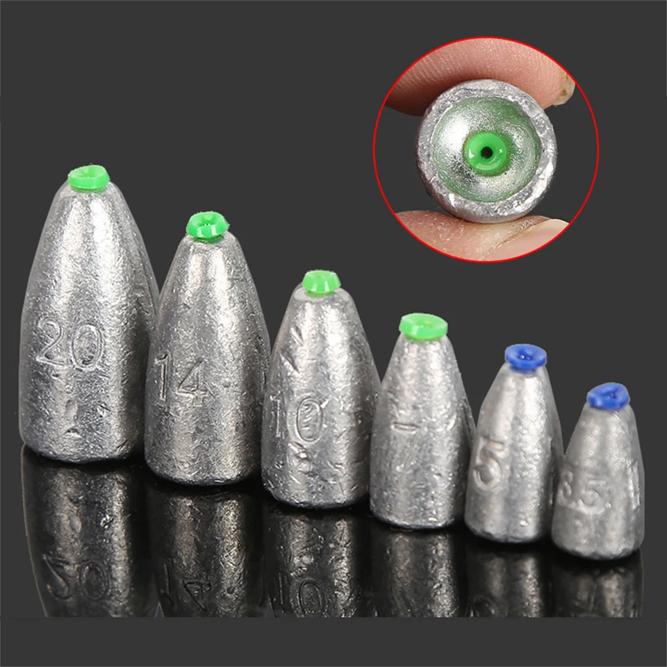 10pcs/lot 2g 3.5g 5g 7g 10g 14g 20g Bullet Lead Sinkers Fishing Weights ...