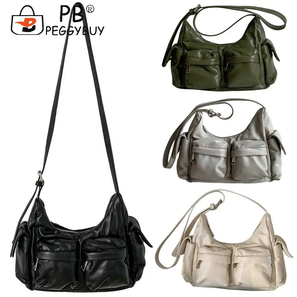 Women Multi-Pocket Handbag Fashion Vintage Tote Handbag Casual Soft ...