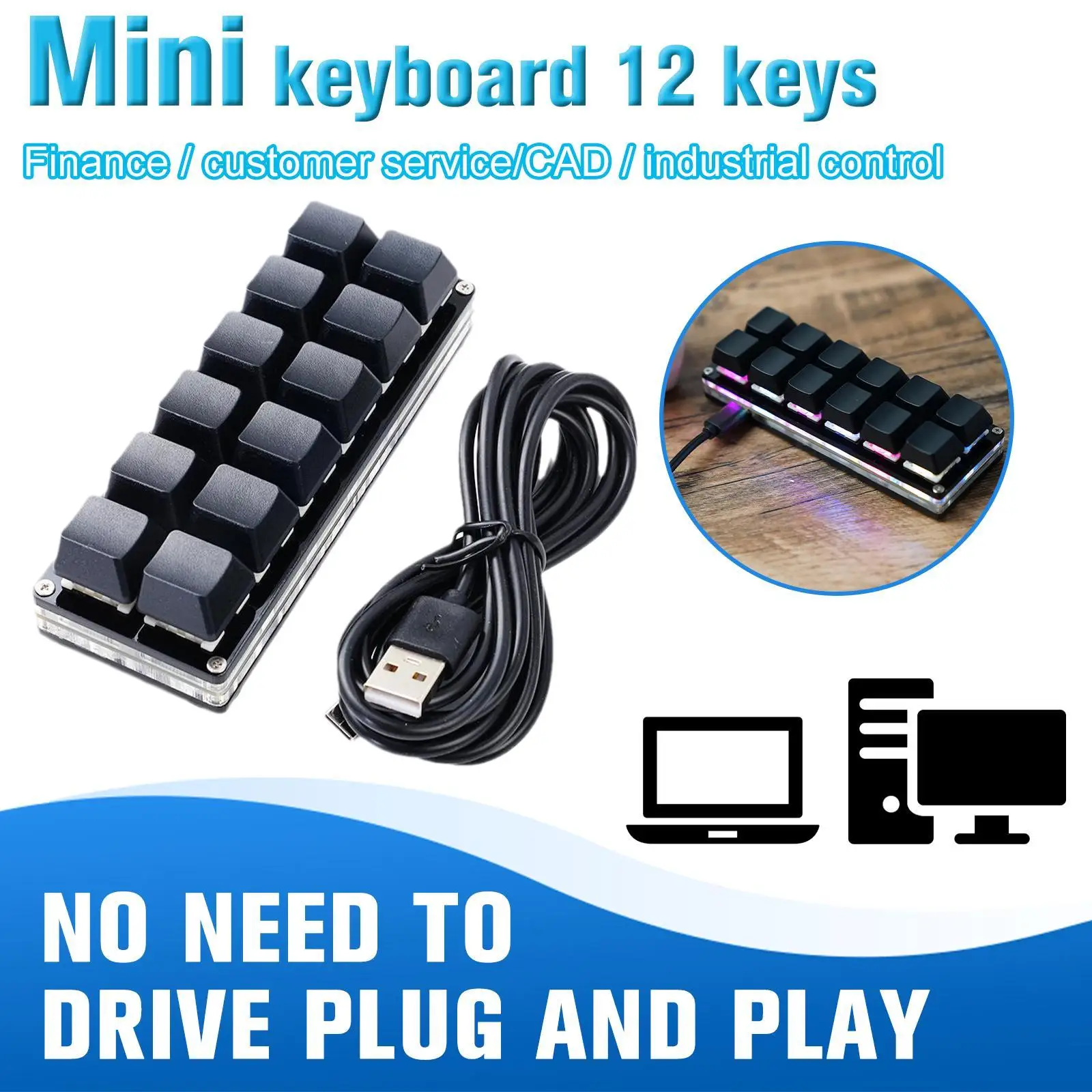 New-12-Keys-USB-Macro-Programming-Mechanical-Keyboard-Customized-DIY ...
