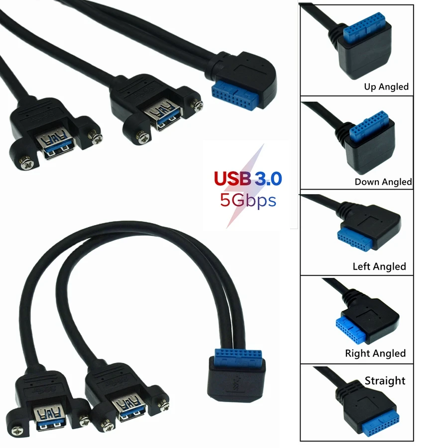 90-Degree-Up-Down-Left-Right-Angle-Elbow-USB-3-0-Dual-Ports-Female ...
