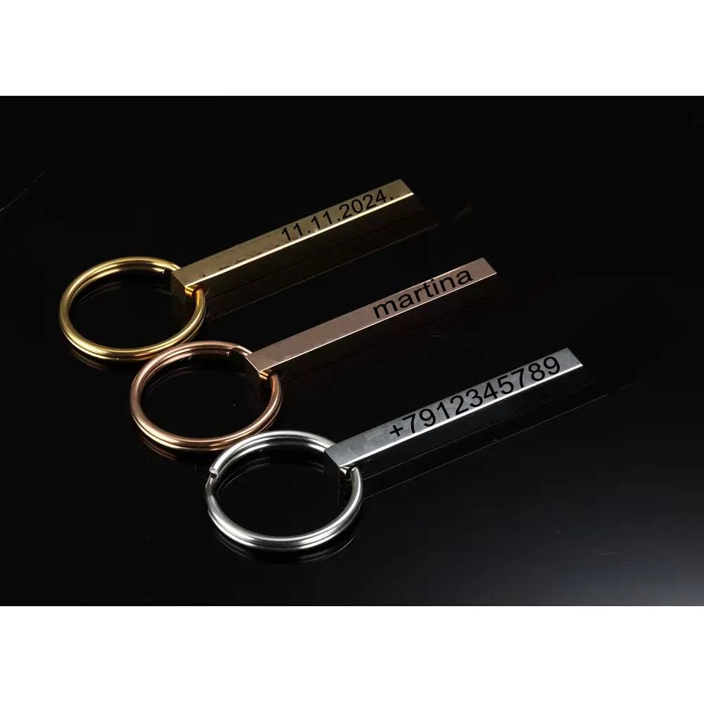Personalize-Keychains-3D-Bar-Stainless-Steel-Keyrings-4-Sides-Engrave ...