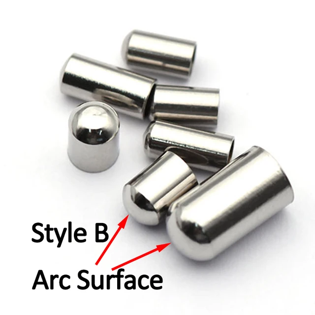 20pcs Stainless Steel Leather Cord Fastener End Caps 2-10mm Crimp End ...