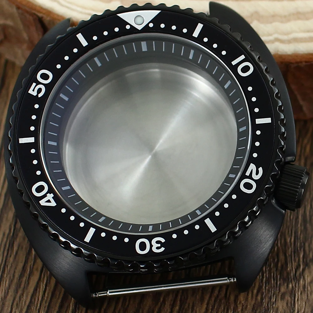 45mm PVD Black Tuna Turtle Skx Watch Case Sapphire Glass accessories ...