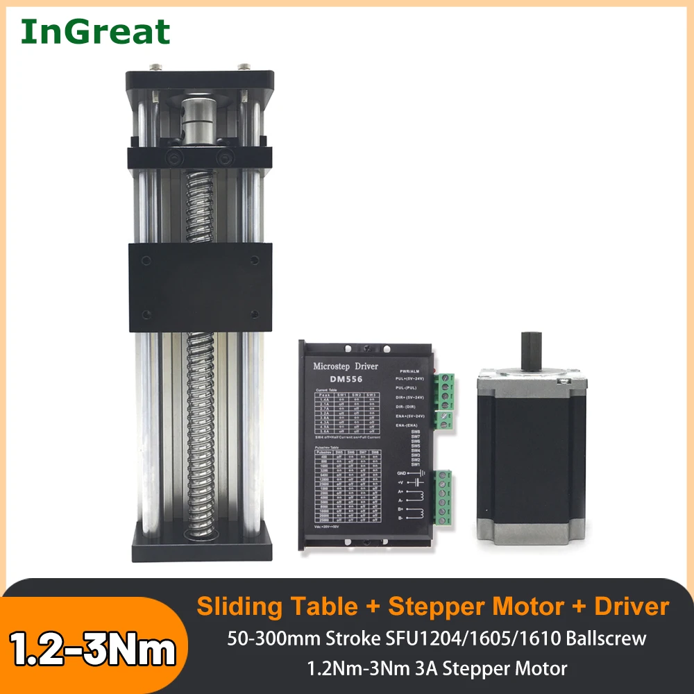 Nema 23 Stepper Motor Driver Linear Rail Kit Sliding Table Ball Screw ...