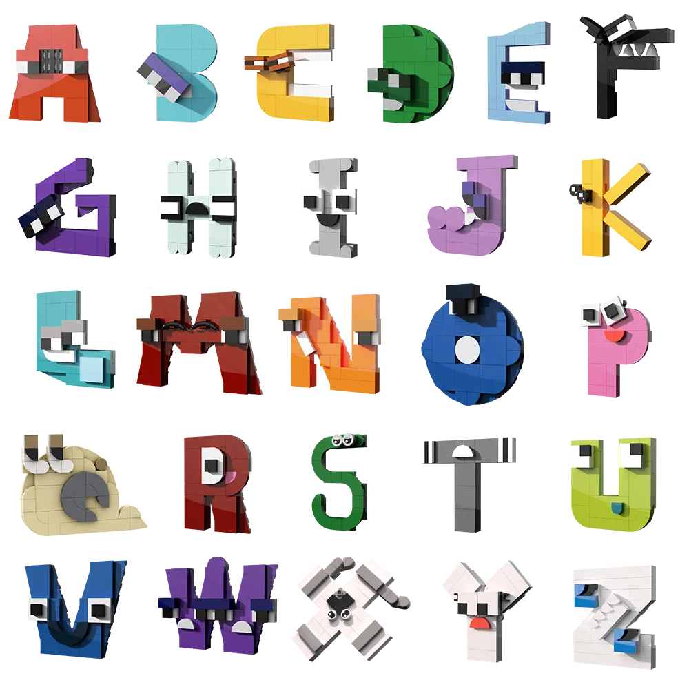 Gobricks MOC Letters Lore A-Z 26 English Alphabet Building Blocks Set ...