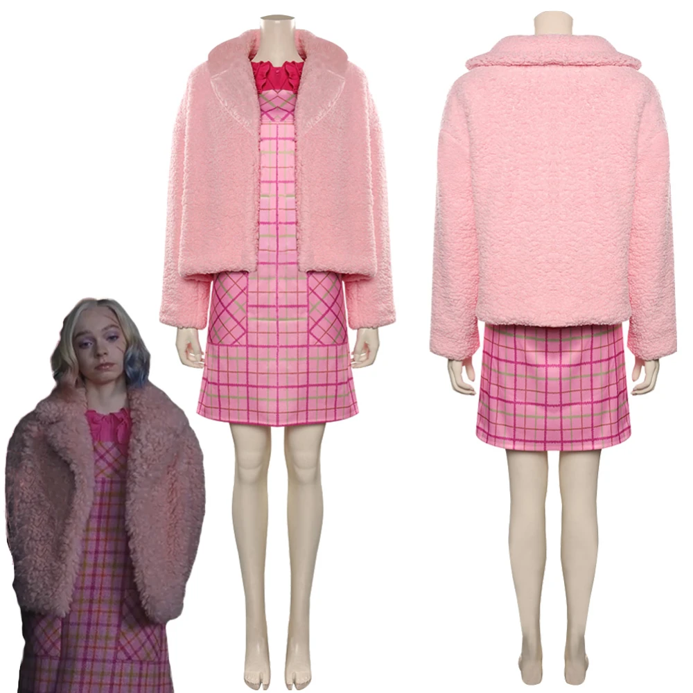 Wednesday Enid Sinclair Cosplay Costume Pink Dress Top Outfits Halloween Carnival Costume for ...