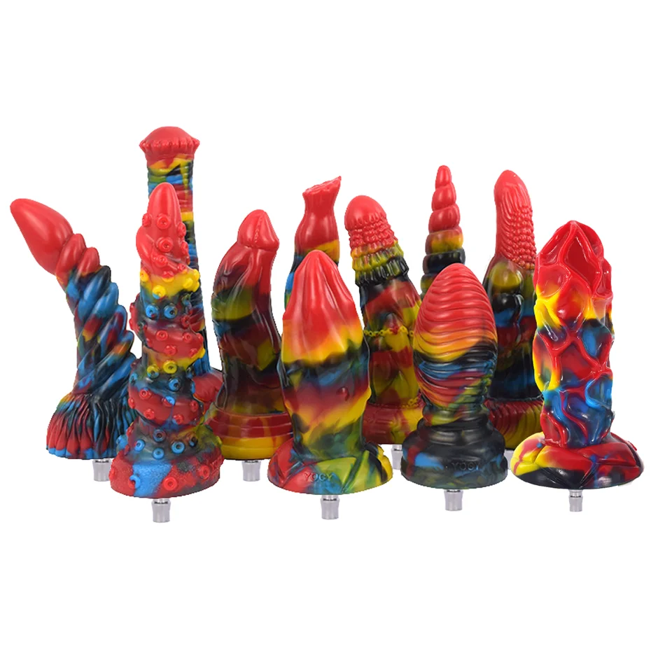 Rough Beast Simulated Animal Dildos For Vac U Lock Sex Machine Colorful