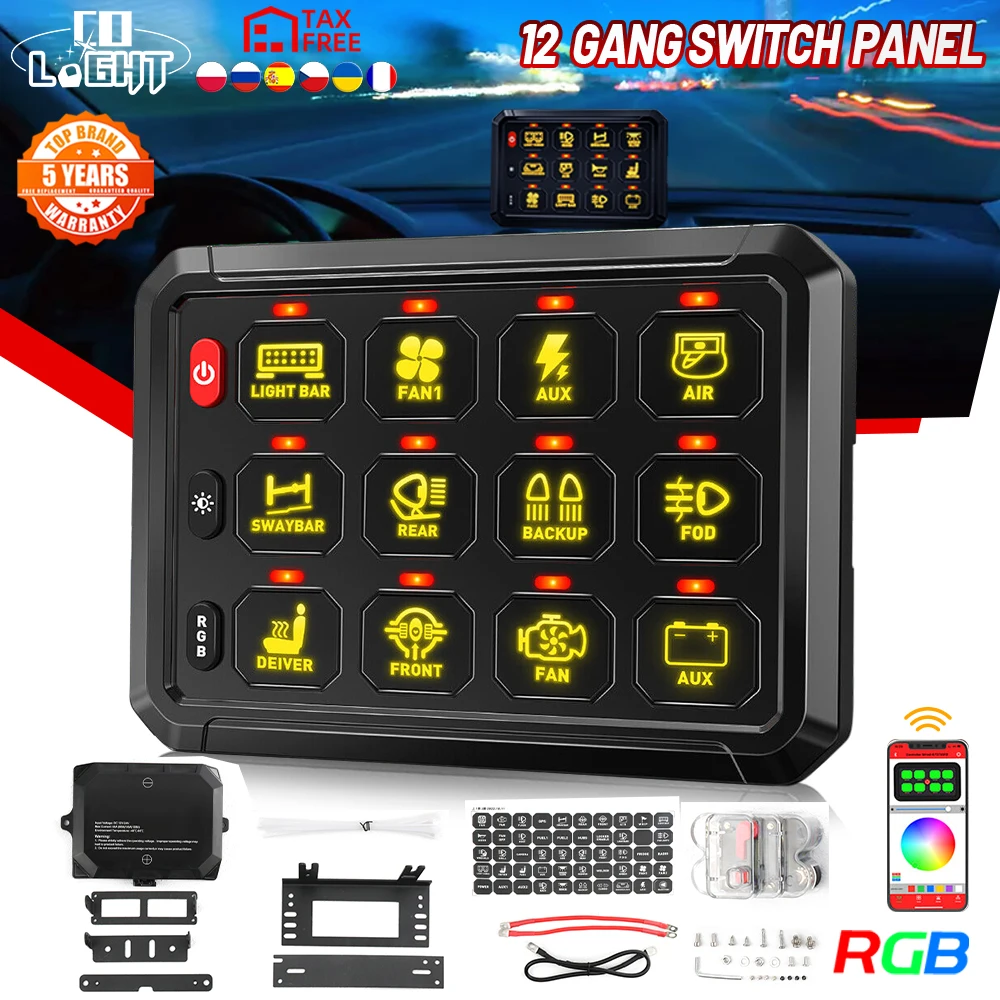 COLIGHT-12-Gangs-LED-On-Off-Switch-Panel-12V-24V-Universal-Power ...