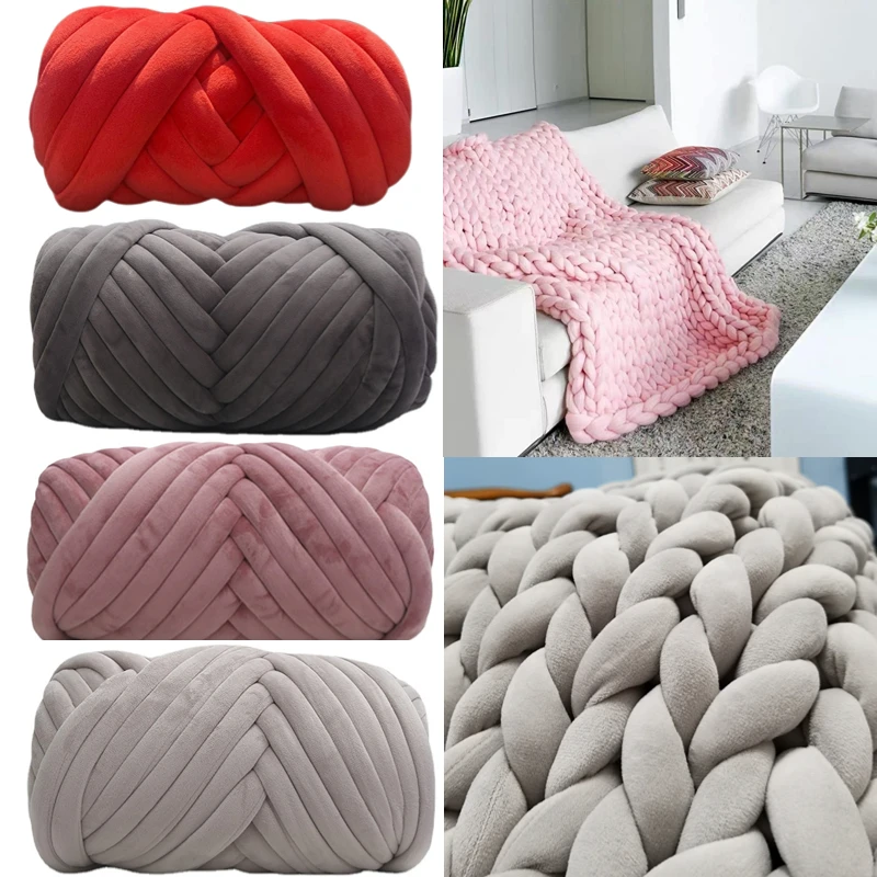 1KG-1000g-500g-Super-Chunky-Velvet-Yarn-Thick-Bulky-Giant-Threads-Bag ...