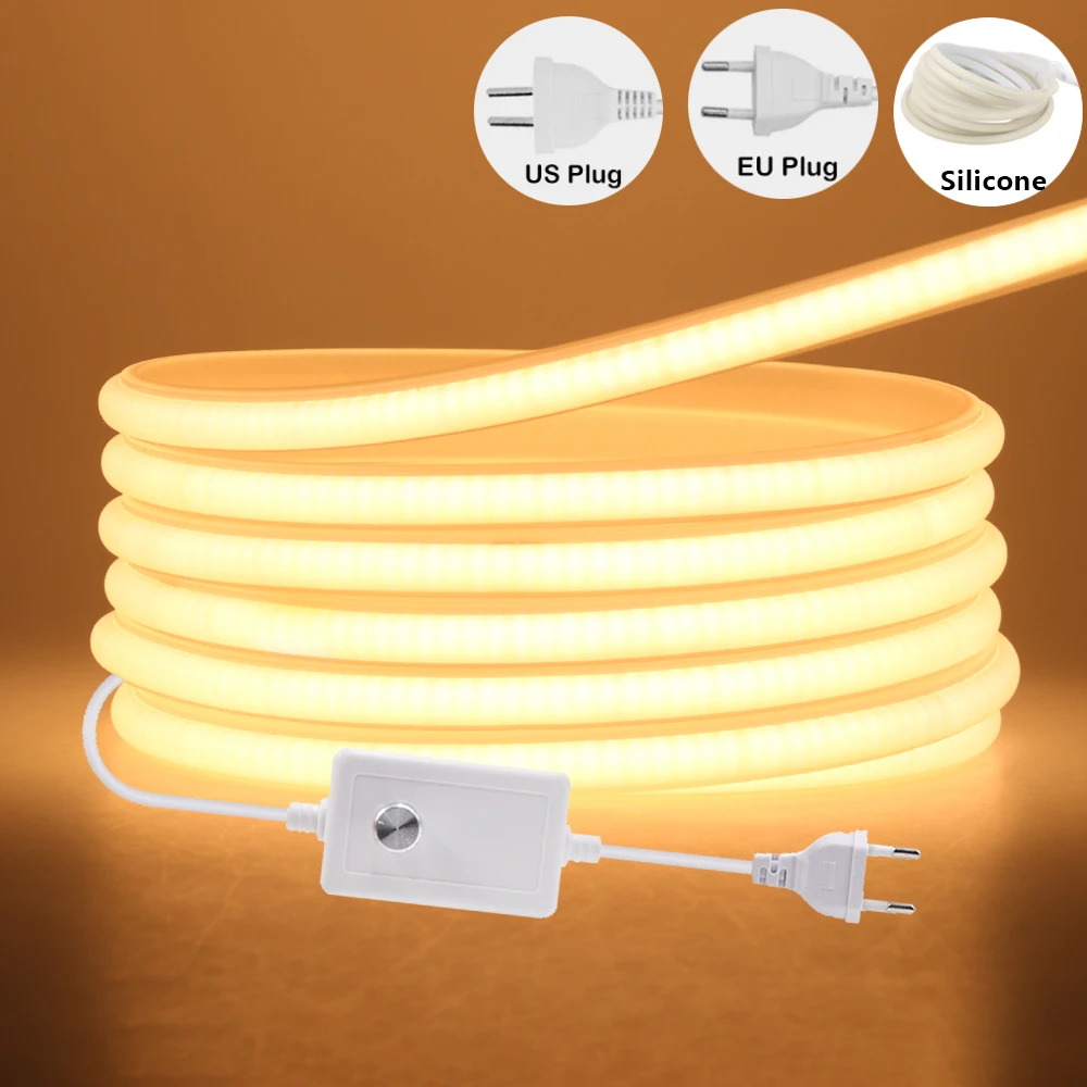 COB-LED-Strip-220V-110V-Dimmable-Silicone-Neon-Strip-High-Bright ...