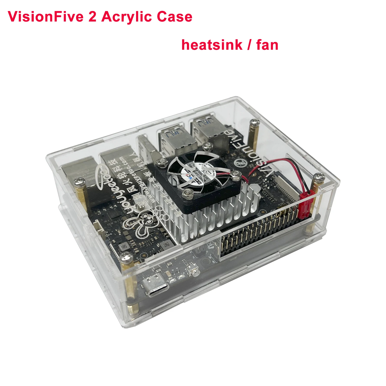 Acrylic Case for Visionfive 2, Visionfive V2 Case with heatsink/fan set