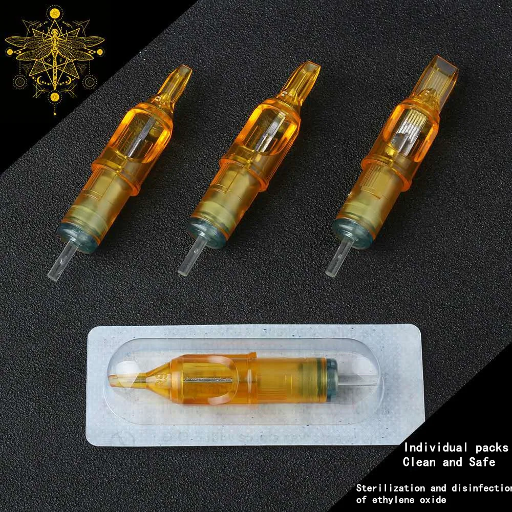 20 pçs amarelo libélula tatuagem cartucho agulha agujas rl rm rs m1 ...