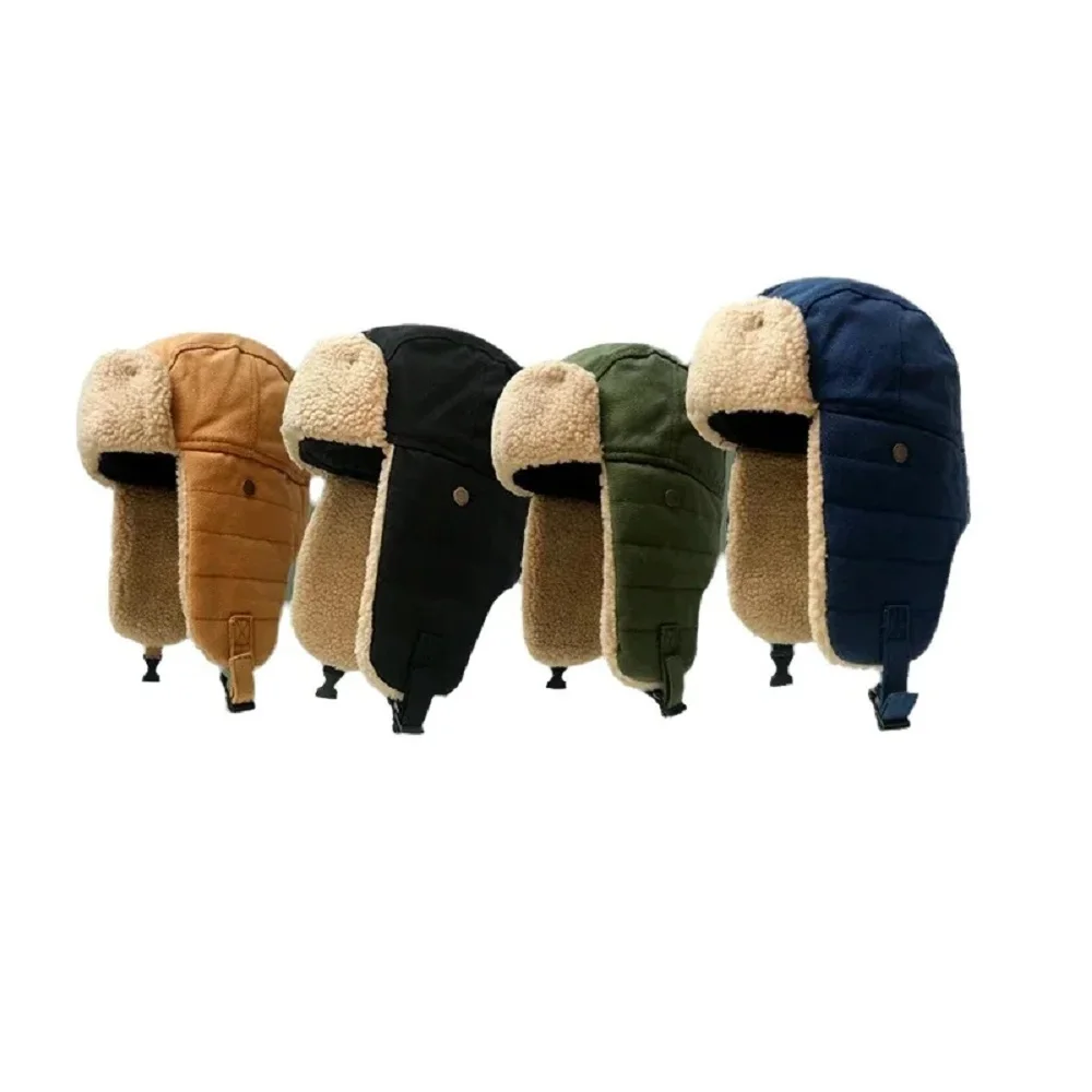 Unisex Winter Hats with Ear Flaps Cotton Trapper Hat Aviator Windproof ...