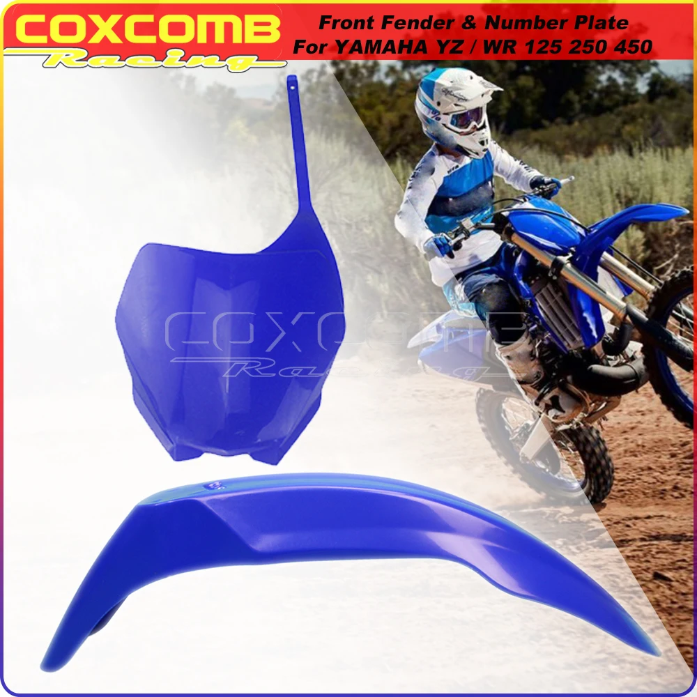 Blue Motocross Enduro Front Fender & Front Number Plate Mudguard ...