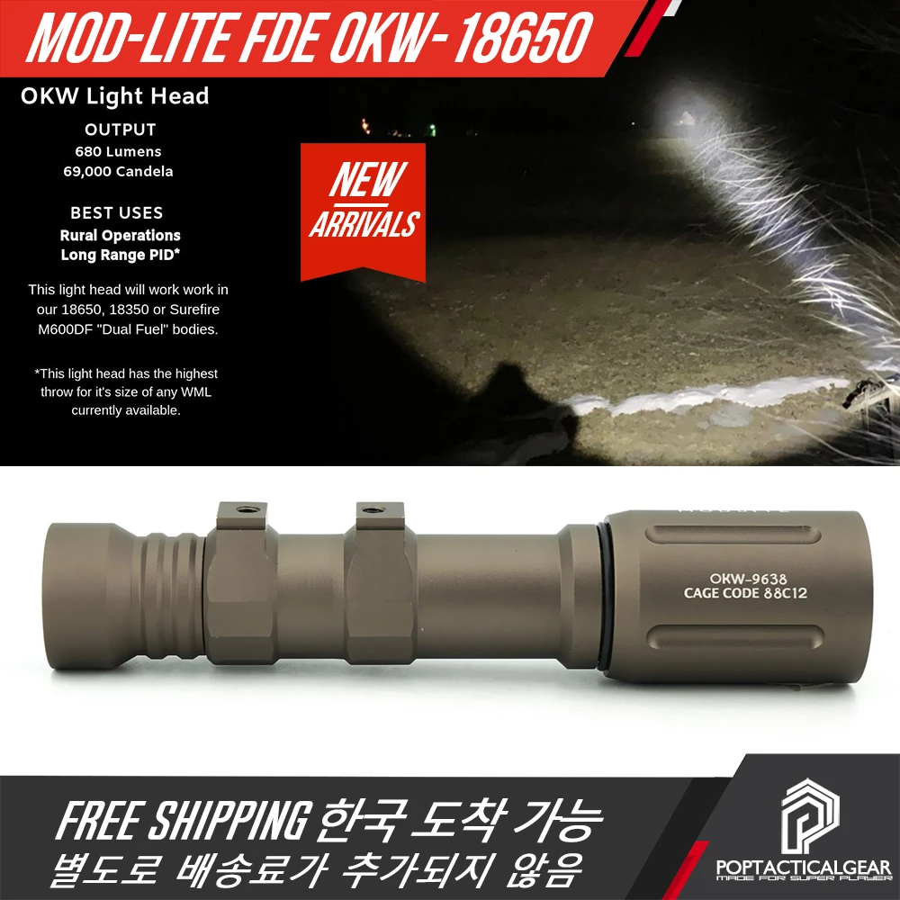 Sotac Modlit OKW 18650 Weapon light Tactical Flashlight 680 Lumen LED ...