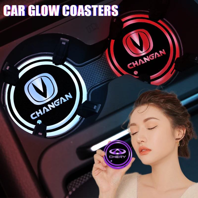 1pcs Car 7 Colors LED Cup Coasters Light Holder Pads for Cadillac ...