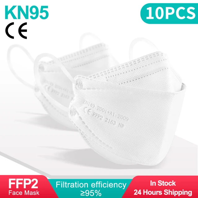 10 200PCS mascarillas FFP2 Face Mask CE Approved FPP2 Disposable KN95 KF94 Facial Mouth Black ...