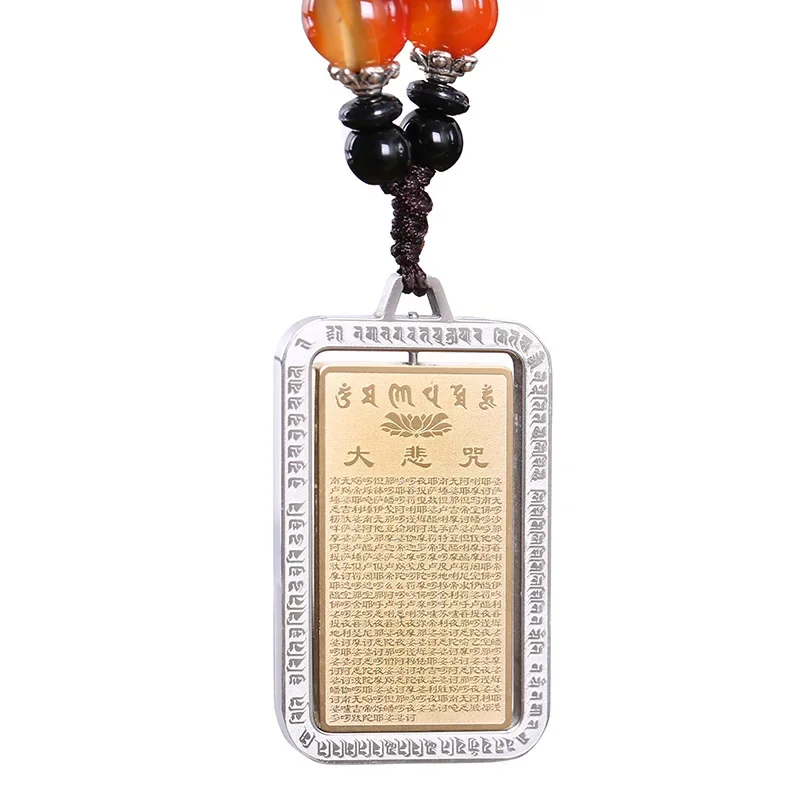 Vintage-Stainless-Steel-Buddhist-Scripture-Necklace-Rotable-Shurangama ...