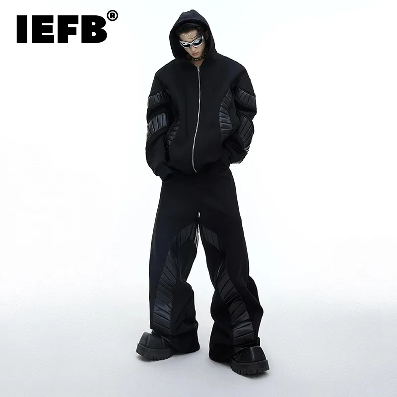 IEFB-Trend-Men-s-Two-Piece-Niche-Design-PU-Leather-Patchwork-Plush ...