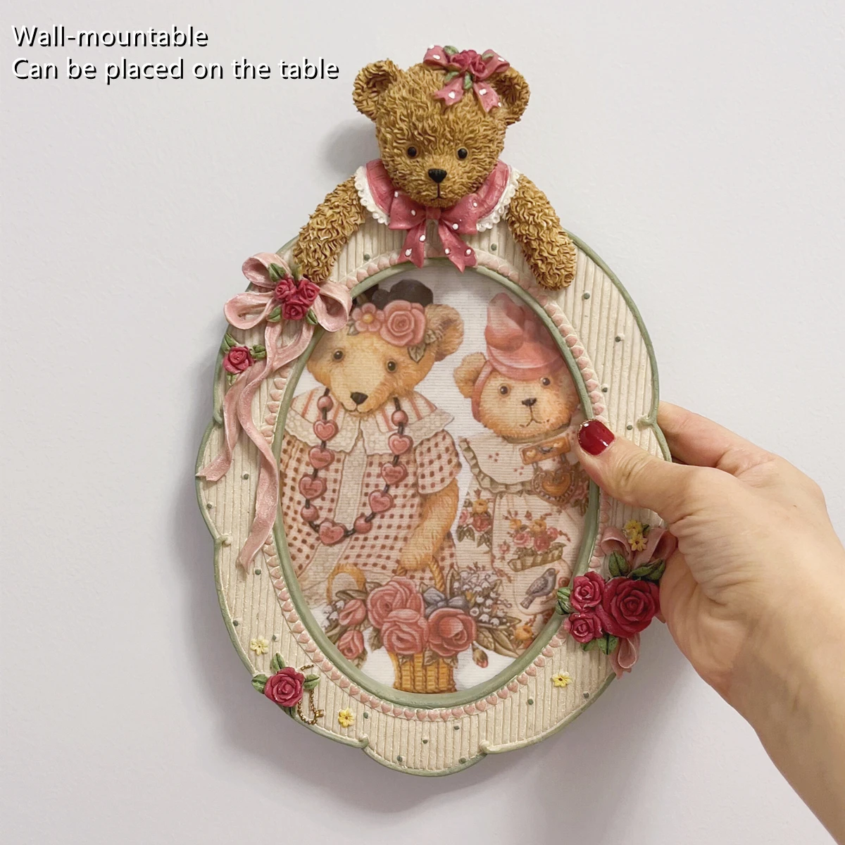 Cartoon-bear-Picture-Frame-European-Style-Resin-Flower-Photo-Frame-Oval ...