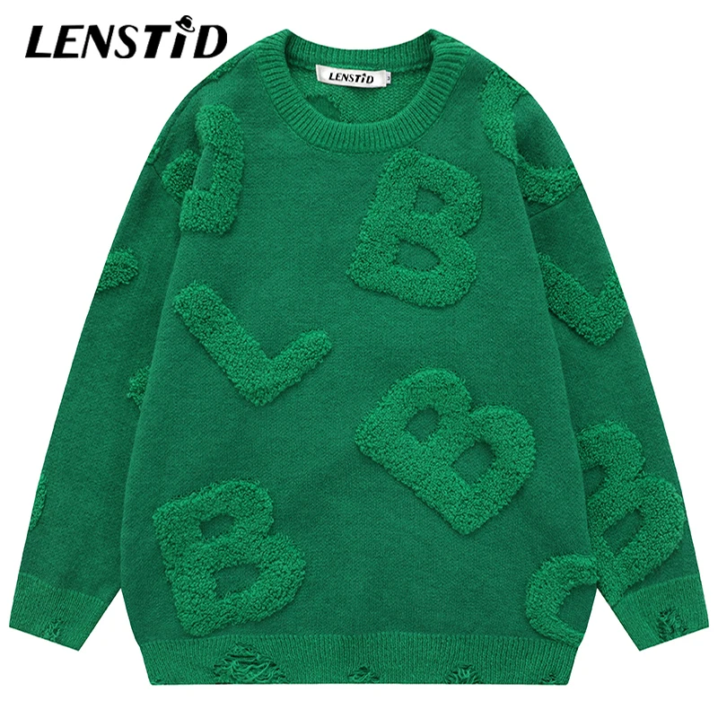 Knitted Sweater Hip Hop Streetwear Harajuku | Knit Sweater Mens ...