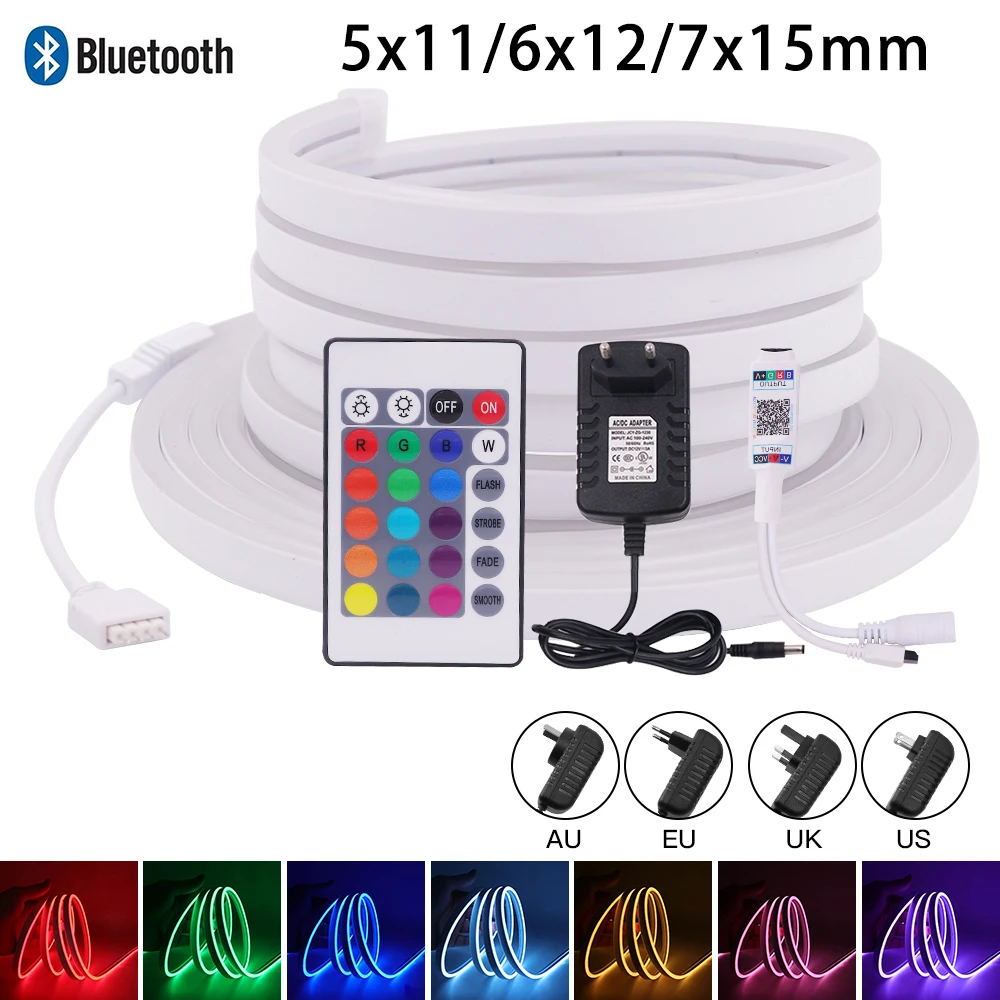 12V RGB LED Neon Light 5x11/6x12/7x15mm Flexible RGB Tape Ribbon Lamp ...