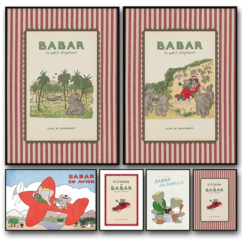 Cartoon Illustration Babar The Elephant Vintage Posters and Prints ...