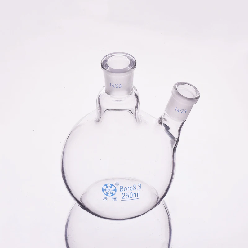 FAPE Two-necked flask oblique shape,with two necks standard ground mouth 25mL-50mL-250mL 14/23 ...