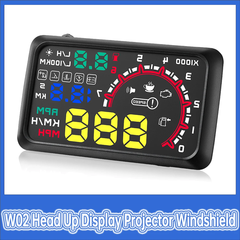 W02-OBD2-head-up-display-Car-Detector-Digital-car-speedometer-with-Fuel-consumption-Mileage ...
