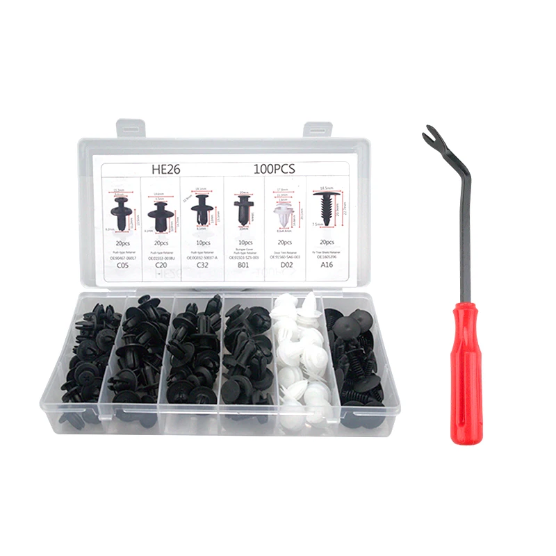 6-Size-100pcs-Auto-Fastener-Clip-Mixed-Car-Body-Push-Retainer-Pin-Rivet ...