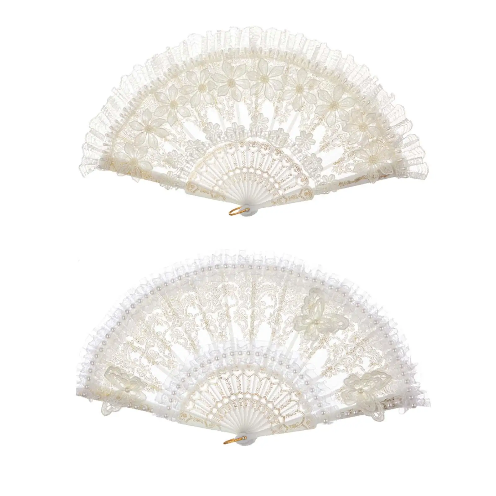 Lace Folding Fan Decoration Exquisite Foldable White Lace Fan for Photo ...