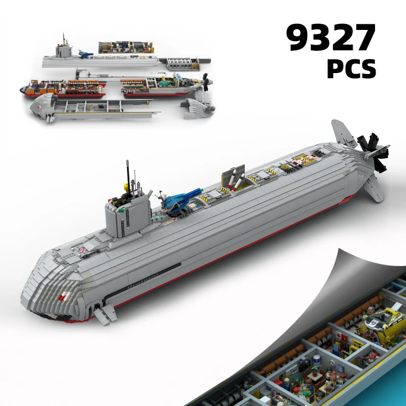 Military naval submarine MOC Navy Sub brick set Warship model Guided ...