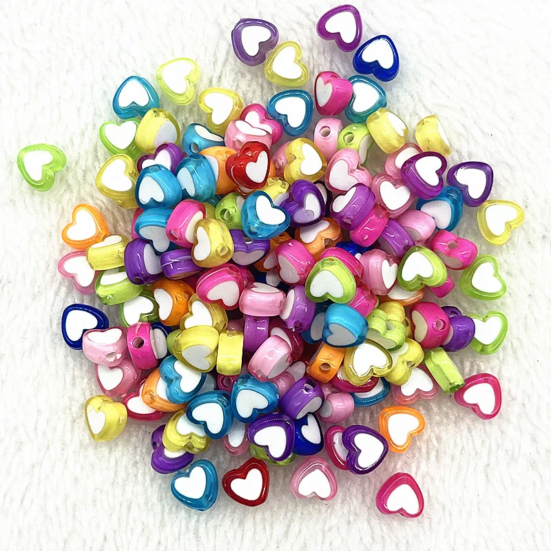 NEW 50pcs 8x4mm Glossy Love Heart Acrylic Beads Loose Spacer Beads For ...