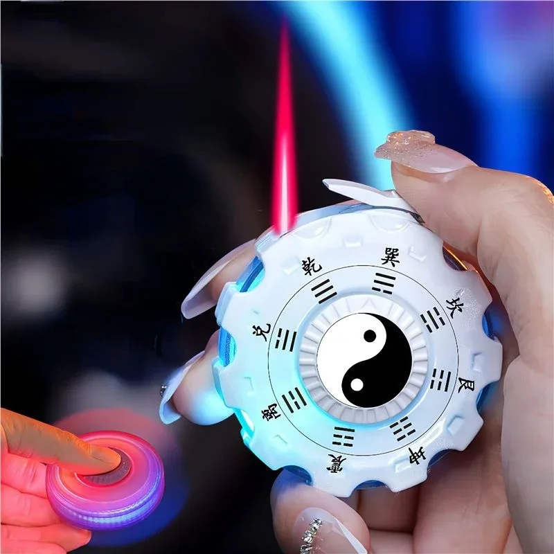 Creative-Mecha-Fingertip-Spinner-Windproof-Lighter-Colorful-Flash-Bagua ...