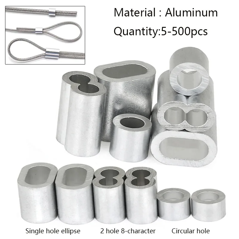 5-500pcs-aluminum-sleeve-wire-crimping-bushing-single-hole-chuck-oval ...
