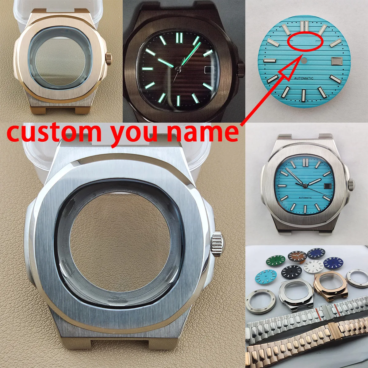 NH35 case 41mm nh35 watch case custom logo dial Hands stainless steel ...