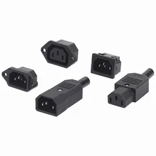 IEC320 10A 250V Black Male female docking Plug Connector Rewireable C13 ...