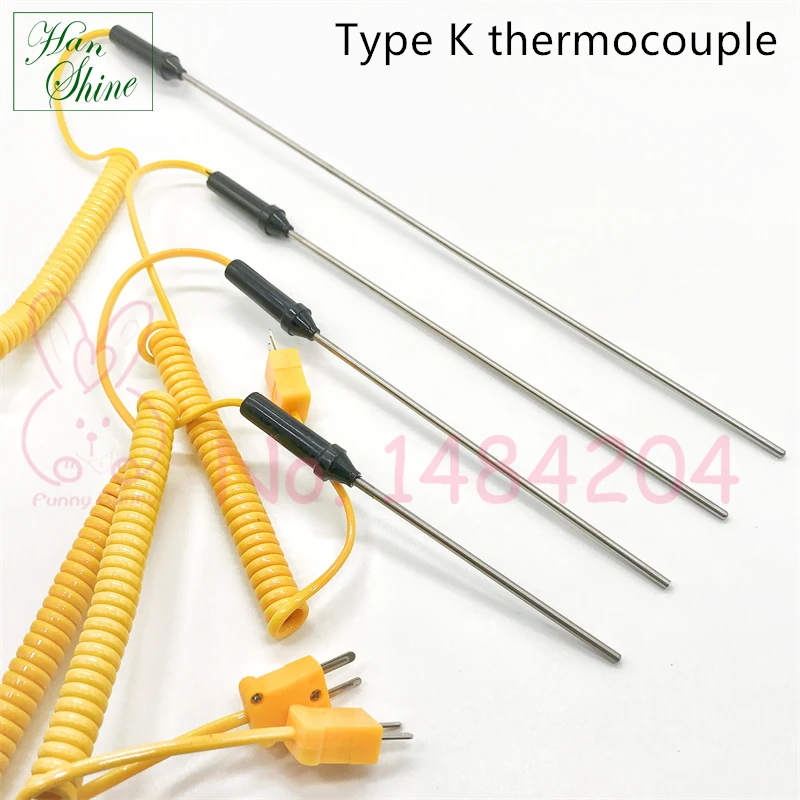 K 타입 열전대 프로브 온도 센서, 100mm, 150mm, 200mm, 300mm, 0 ~ 300 °C, 1 m 케이블, 표준 미니어처 커넥터|lot lot|lot ...
