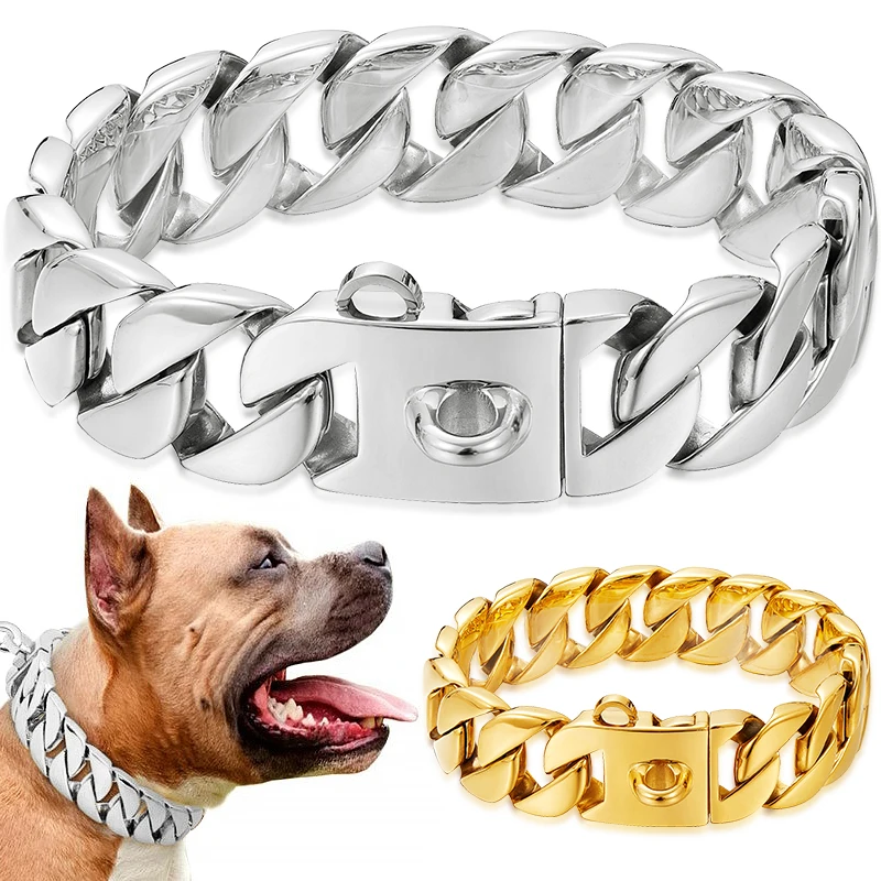Stainless-Steel-Wide-Metal-Gold-Dog-Chain-Collars-Pet-Training-Choke ...