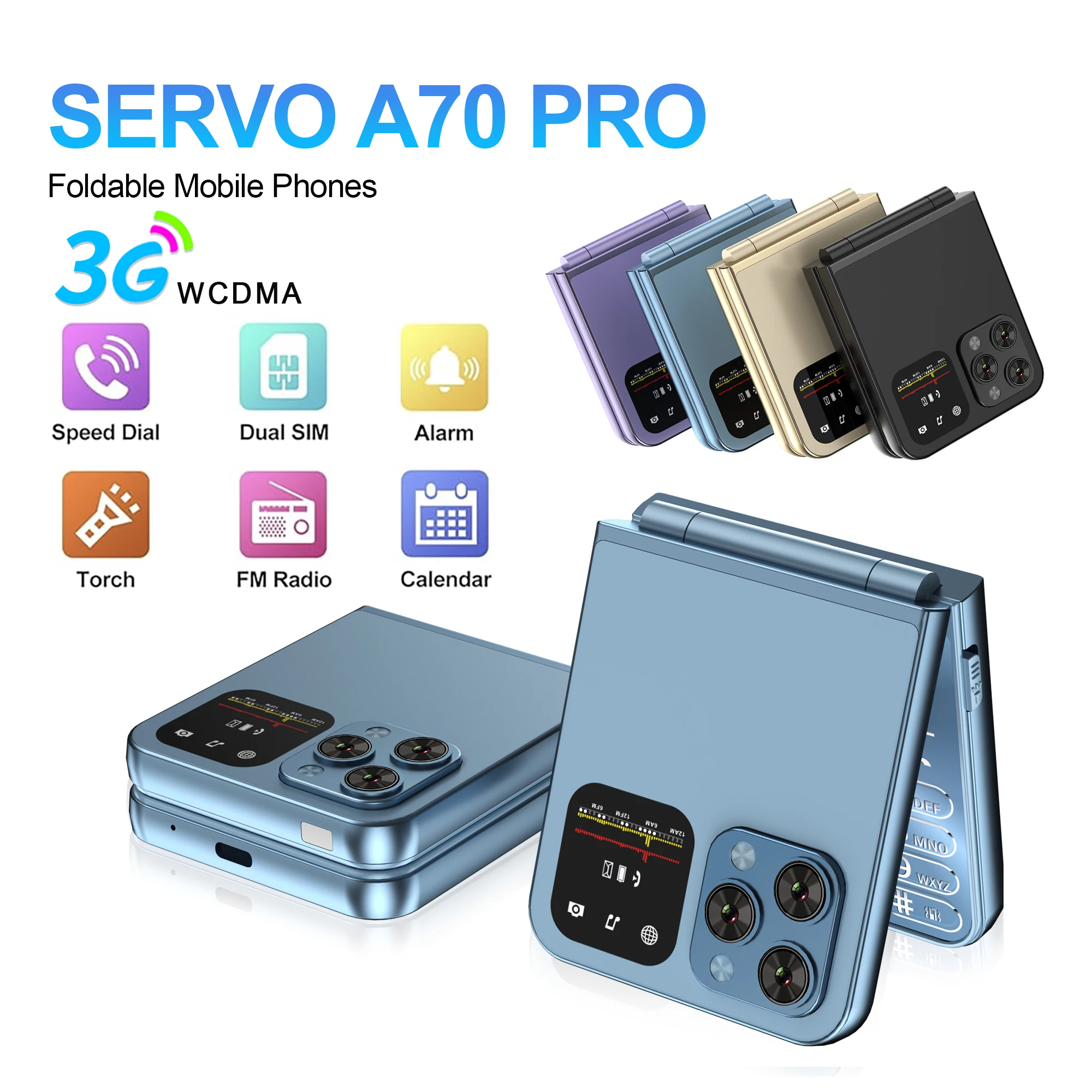 SERVO-A70-Pro-Matte-Texture-Flip-Mobile-Phone-3G-2G-Network-2-SIM-FM ...