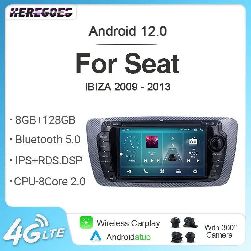 Radio con GPS para coche, reproductor Multimedia con Android 12, Carplay, 8 + 7862G, Bluetooth ...
