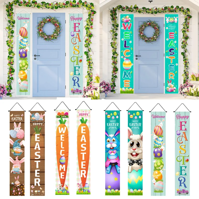 Easter Decoration Bunny Egg Carrot Porch Sign Welcome Happy Easter ...