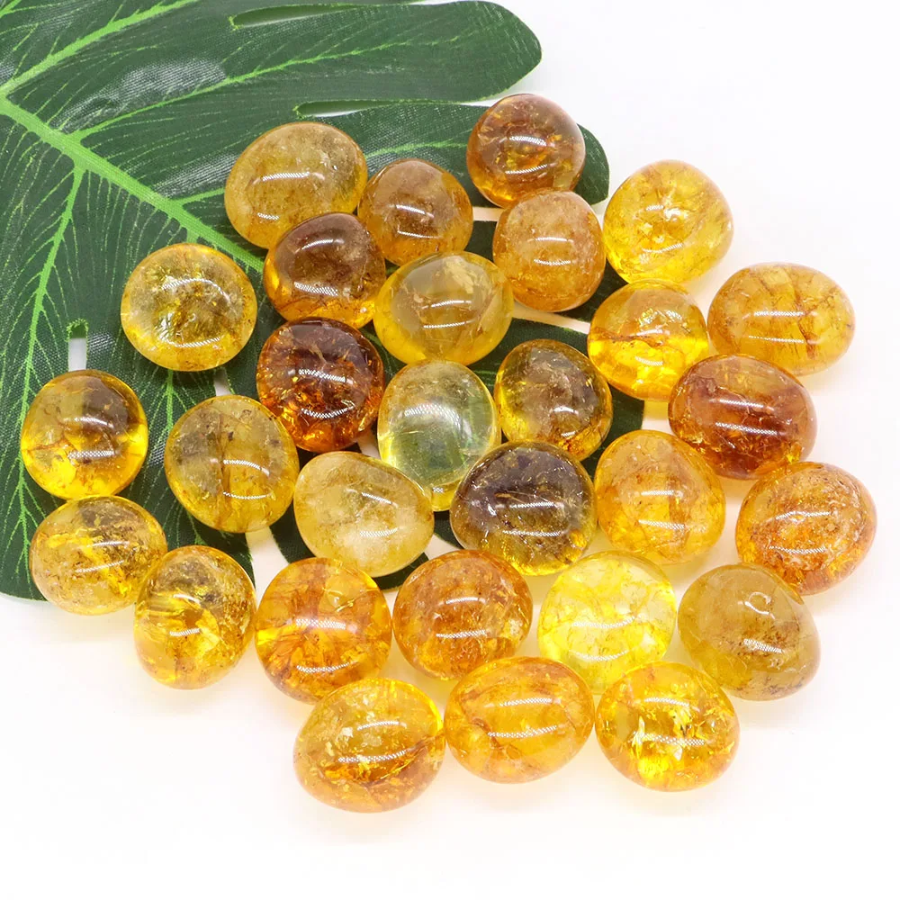 Natural Gem Yellow Crack Quartz Reiki Healing Crystal Tumbled Stone ...