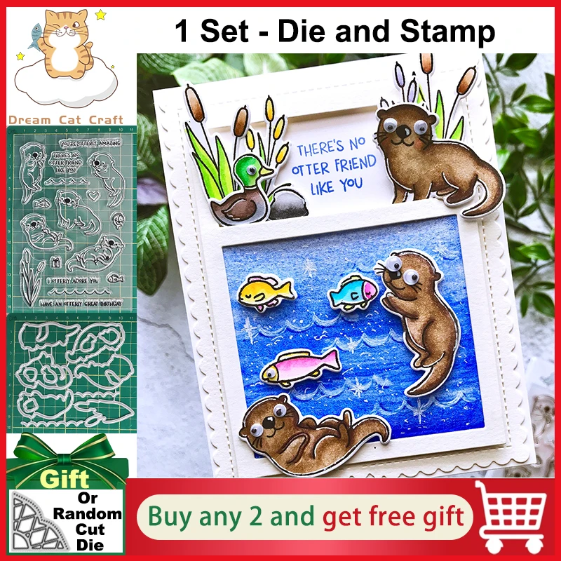 2023-New-Otters-Friendship-Otterly-Metal-Cutting-Dies-Stamps-For-Diy ...