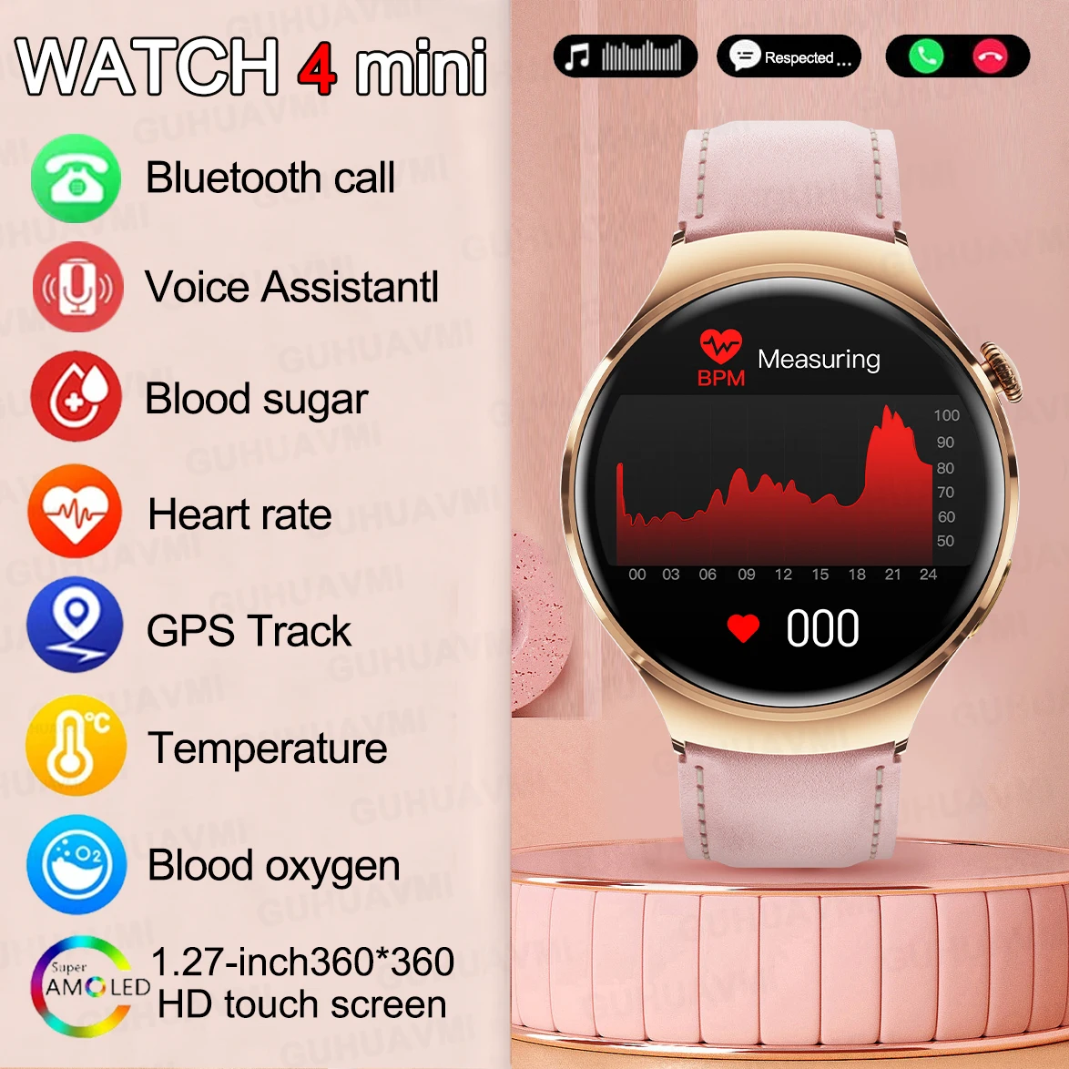 2024-New-For-Huawei-Watch-4-Mini-NFC-Smart-Watch-Women-GPS-Tracker ...