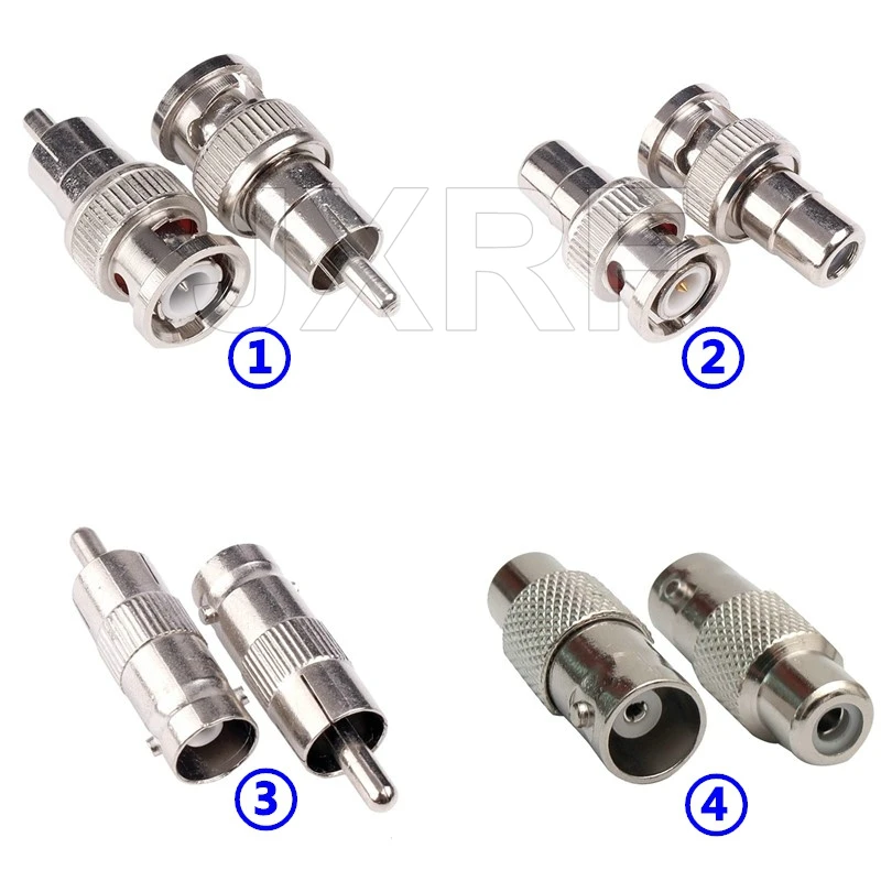 2PCS-RF-Connector-BNC-to-RCA-Adapter-BNC-male-female-to-RCA-male-female ...