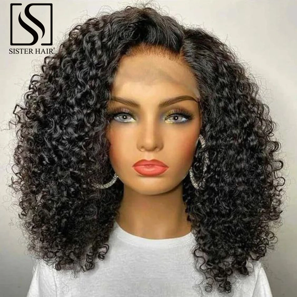 Peruca-Curta-Curly-Bob-para-Mulheres-Perucas-de-Cabelo-Humano-4x4-Lace ...